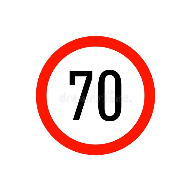 Speed limit road sign 70 stock illustration. Illustration of round ...