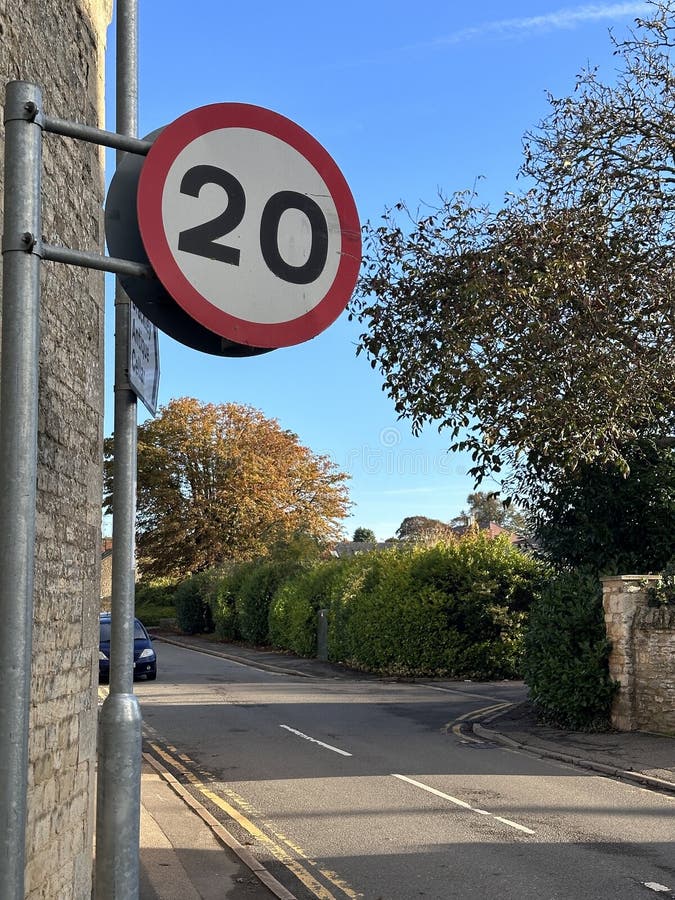 20 speed limit road sign stock photo. Image of town - 294532634