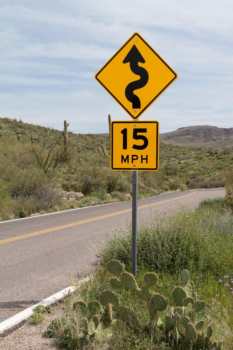 Speed Limit Sign Curve Sign Desert Stock Photos - Free & Royalty-Free ...
