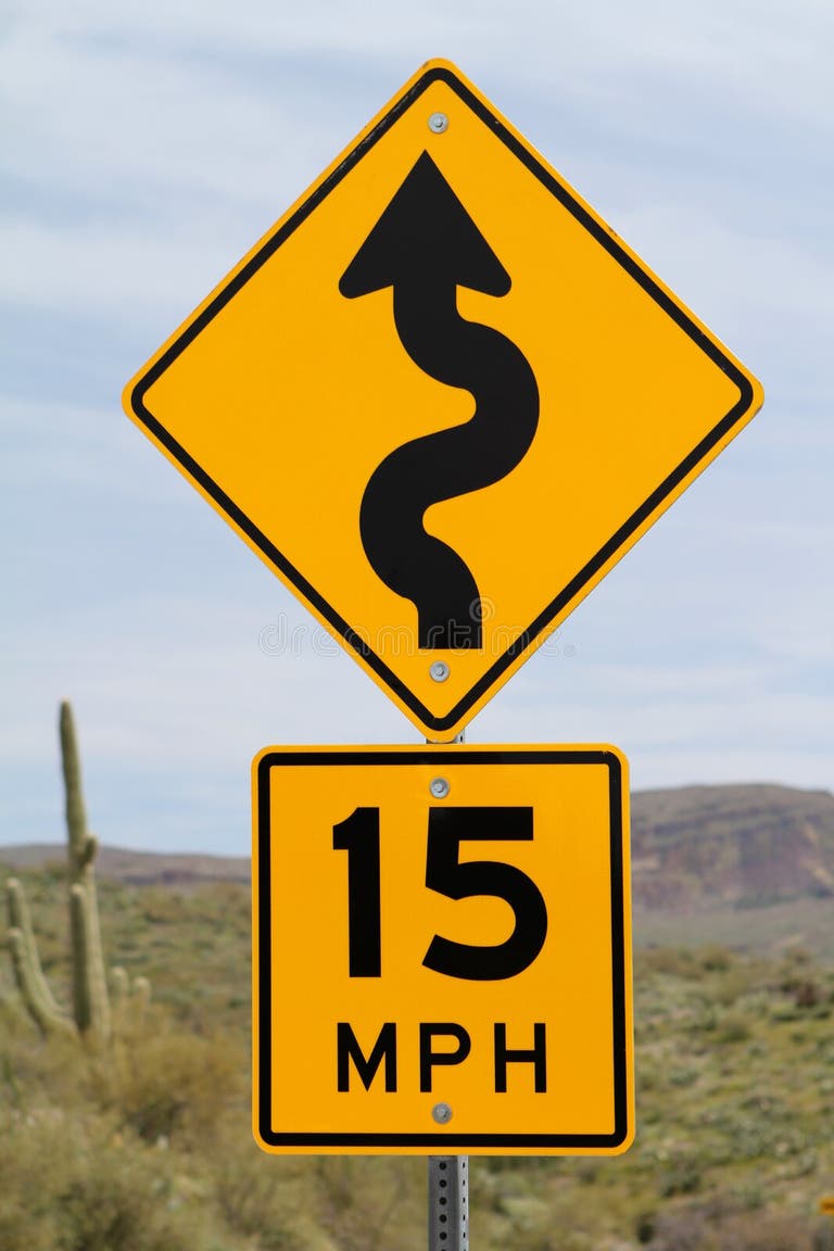 Speed Limit Sign Curve Sign Desert Stock Photos - Free & Royalty-Free ...