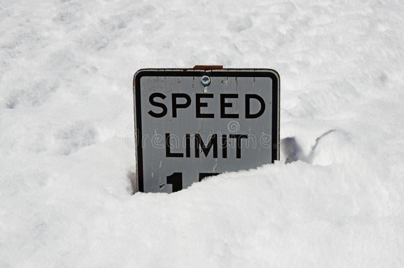 Speed Limit Sign Buried in Deep Snow Stock Image - Image of sign, road ...
