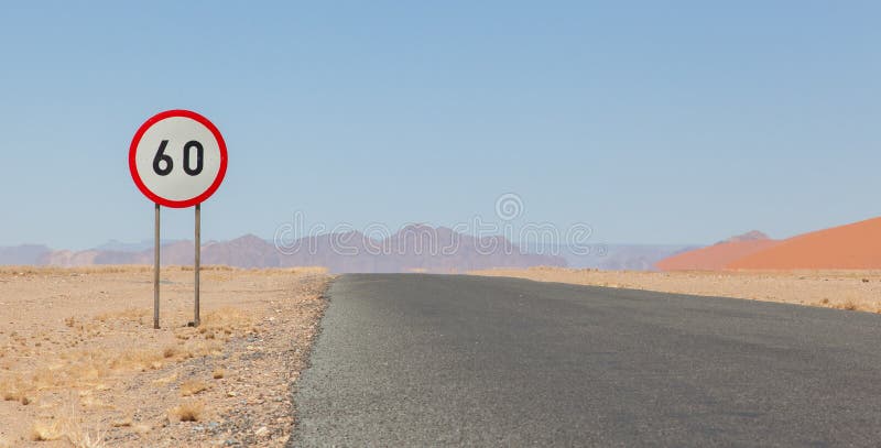Speed Limit Sign at a Desert Road in Namibia Stock Image - Image of ...