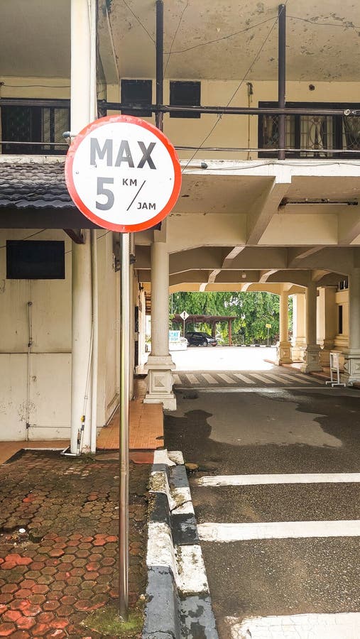 Slow Down Sign, Maximum Speed 5 Km Hour Stock Image - Image of ...