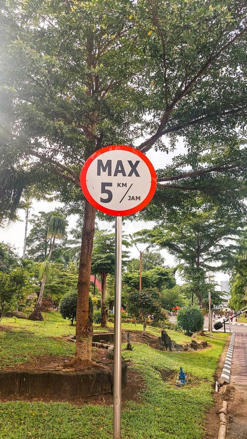 Slow Down Sign, Maximum Speed 5 Km Hour Stock Image - Image of sign ...