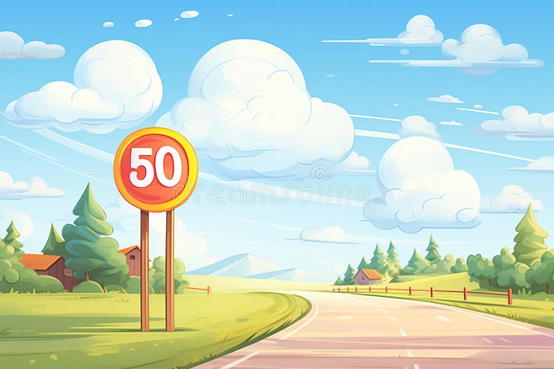 Speed Limit Sign on an Empty Rural Road Stock Photo - Image of sign ...