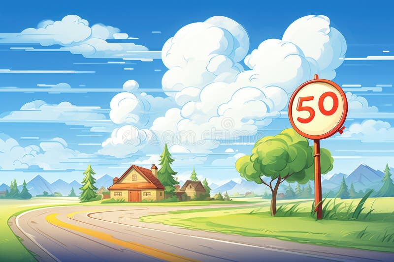 Speed Limit Sign on an Empty Rural Road Stock Image - Image of traffic ...