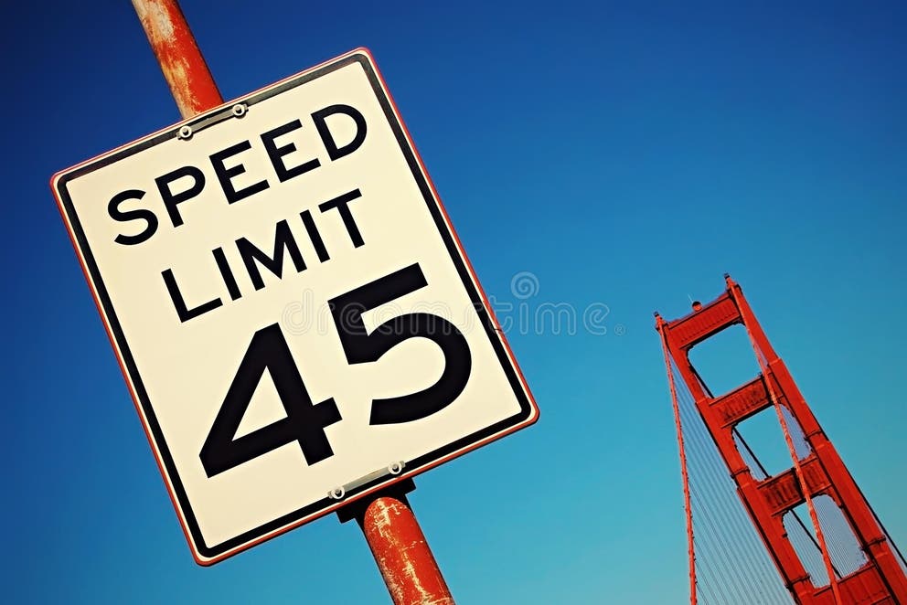 Speed Limit Sign on Golden Gate Bridge Stock Image - Image of tourism ...