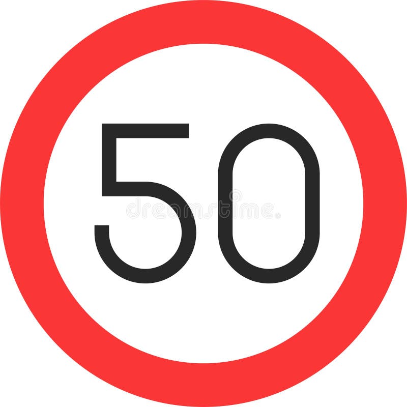 50 Speed Limit Sign Icon, Traffic Sign Vector Illustration Stock Vector ...