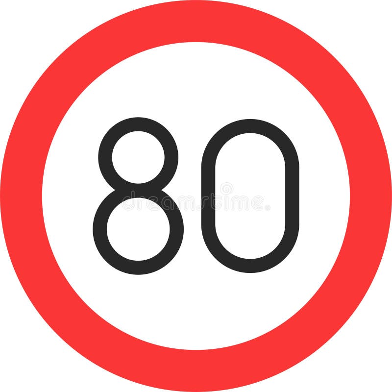80 Speed Limit Sign Icon, Traffic Sign Vector Illustration Stock Vector ...
