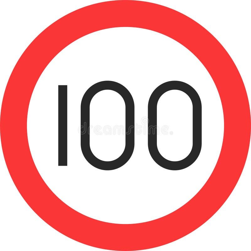 100 Speed Limit Sign Icon, Traffic Sign Vector Illustration Stock ...