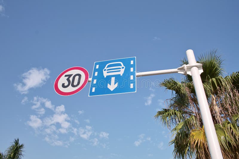 Speed Limit Sign and Lane stock photo. Image of reflect - 7133486