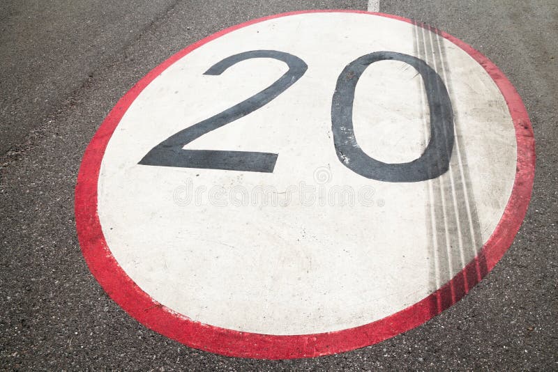 Speed Limit Sign Painted on the Asphalt Surface Stock Image - Image of ...