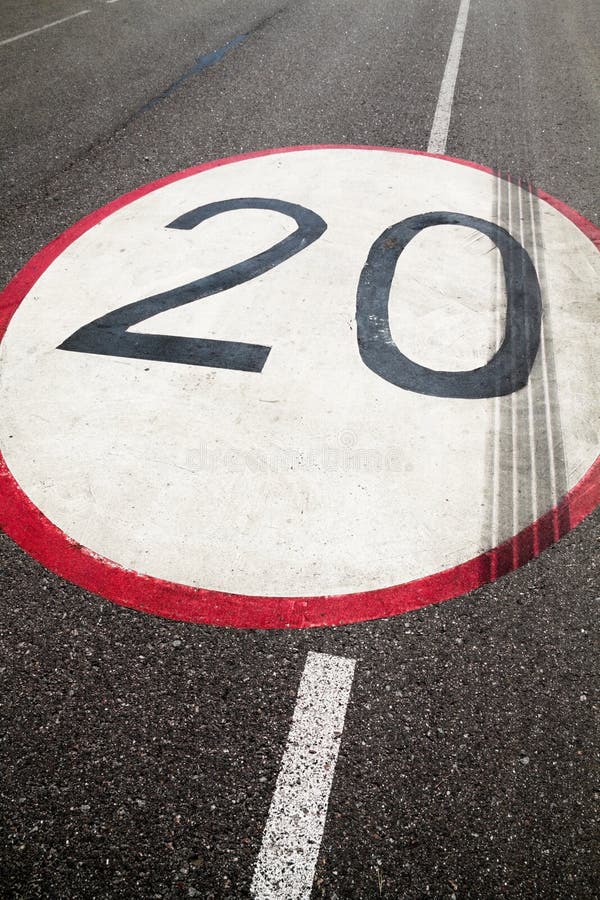 Speed Limit Sign Painted on the Asphalt Surface Stock Image - Image of ...