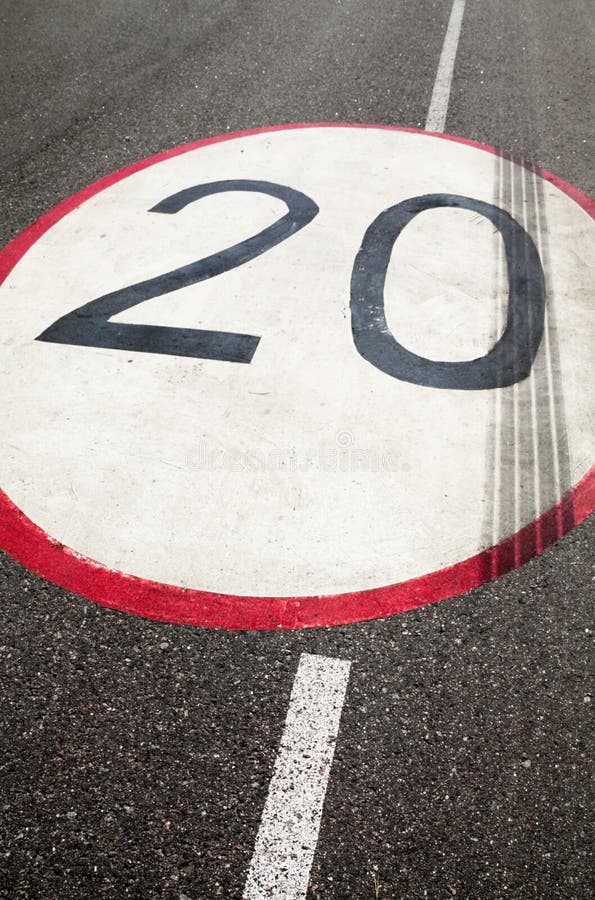 Speed Limit Sign Painted on the Asphalt Surface Stock Image - Image of ...