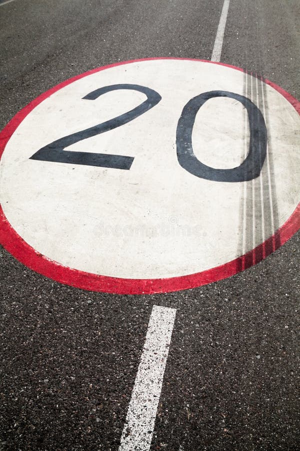 Speed Limit Sign Painted on the Asphalt Surface Stock Image - Image of ...