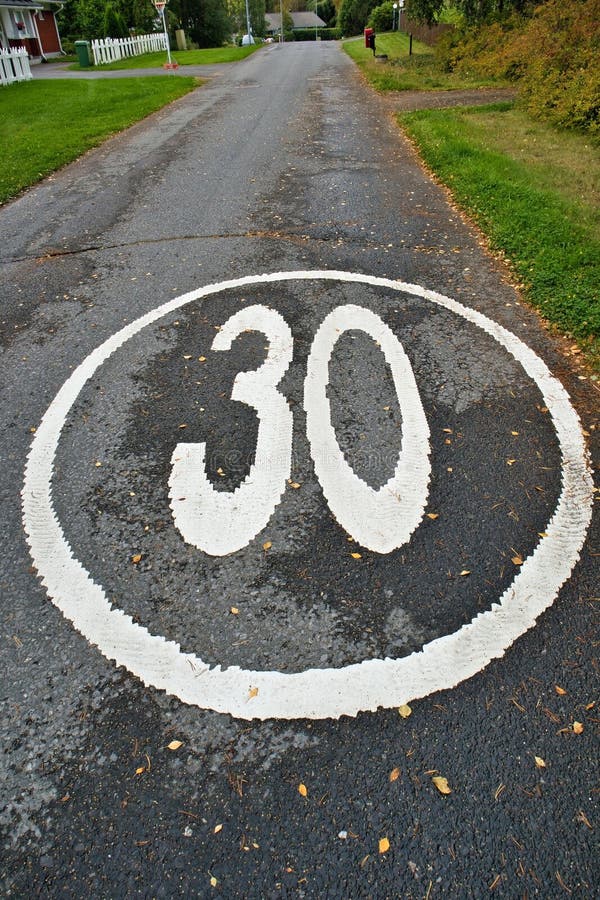 Speed Limit Sign of 30 Painted on the Ground Stock Image - Image of ...