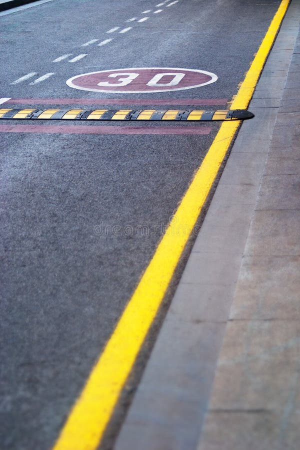 Speed Limit Sign Painted on a Road Stock Photo - Image of urban, city ...