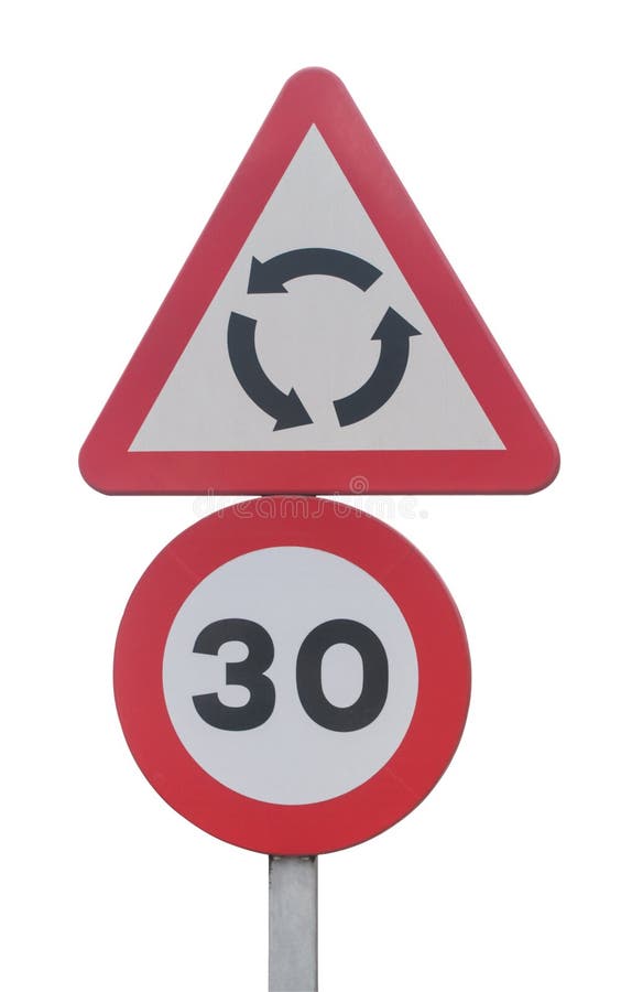 Speed Limit Sign at Roundabout Stock Photo - Image of metal, freeway ...