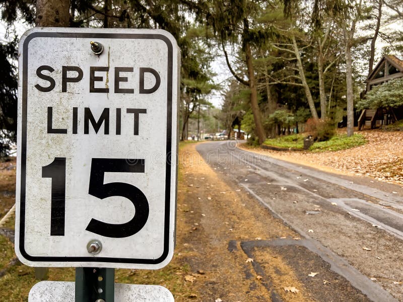 Speed Limit 15 Sign on a Rural Road Stock Image - Image of bird, park ...