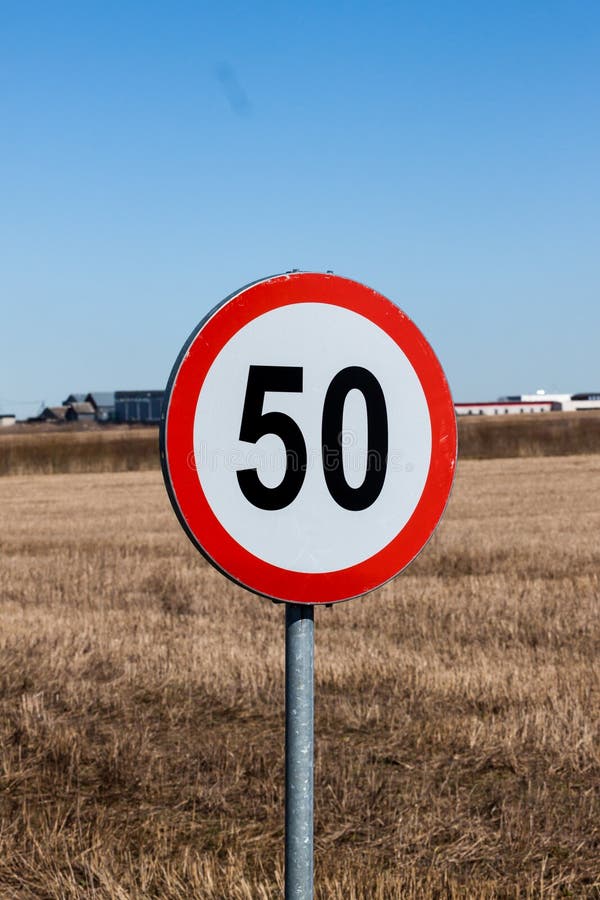 Speed Limit Sign in Rural Setting Stock Photo - Image of five, fifty ...