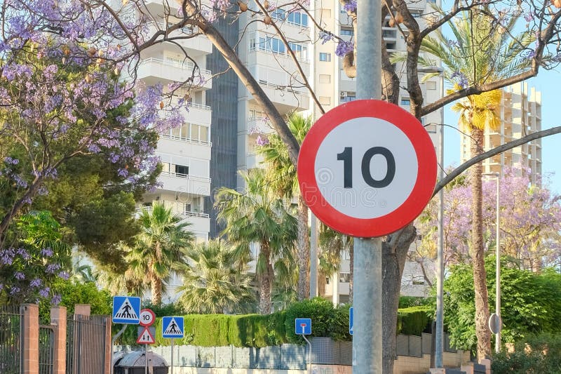 Speed Limit Traffic Sign. Speed Restriction Maximum Speed 10 Km in ...