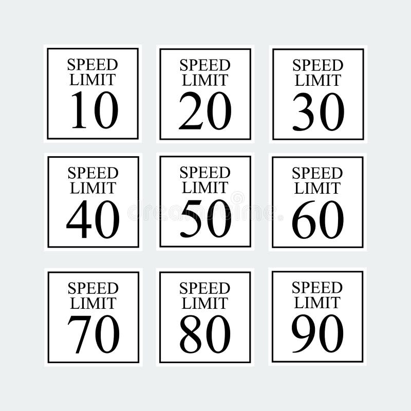 Speed Limit Traffic Sign Set.Vector Illustration Stock Vector ...