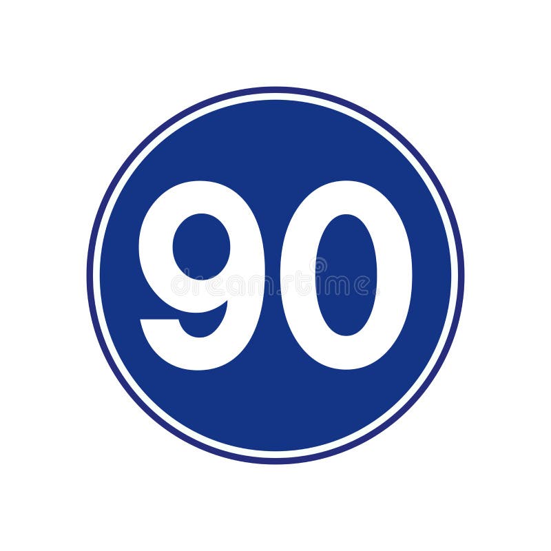 Speed Limit 90 Traffic Sign,Vector Illustration, Isolate on White ...