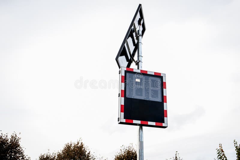 Speed Limit Zone and Radar Speed Indicator Sign on a Street Stock Photo ...