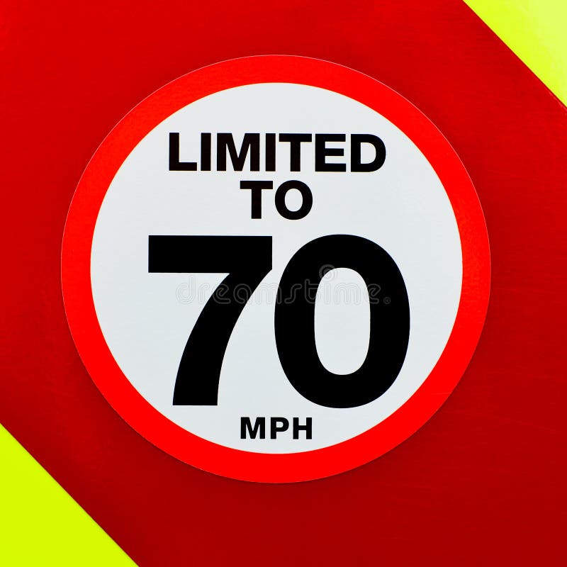 Speed Limited Sign on the Back of a Vehicle Stock Image - Image of ...