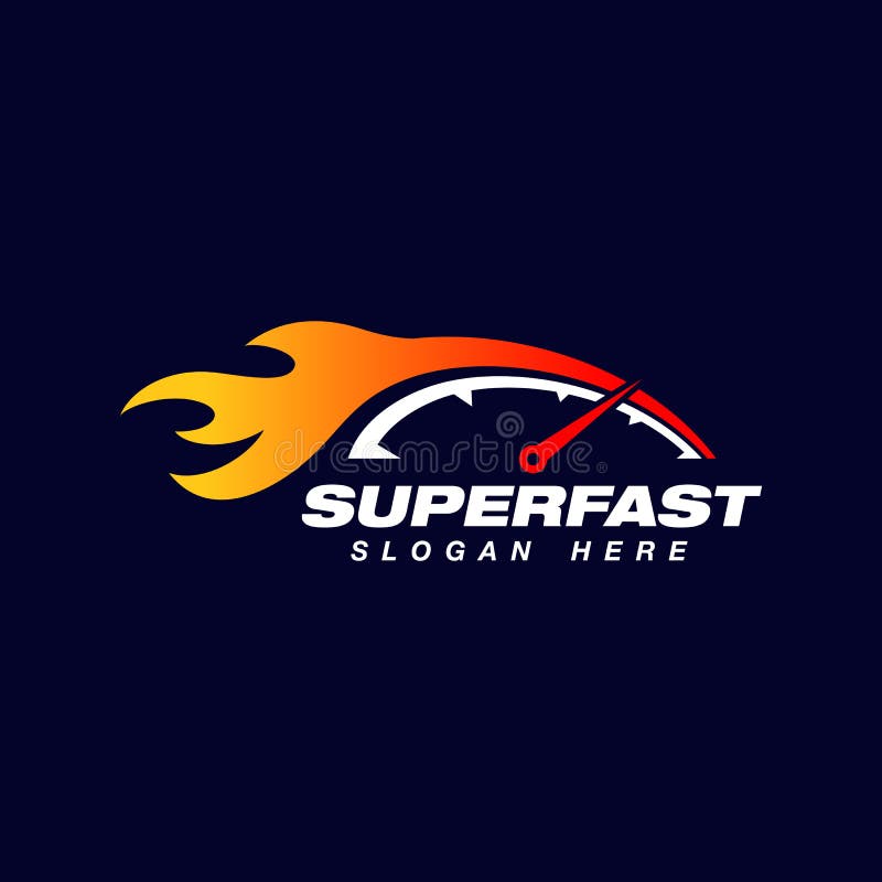 Speed Logo Design with Flame Effect. Speedometer Vector Icon Wit Stock ...