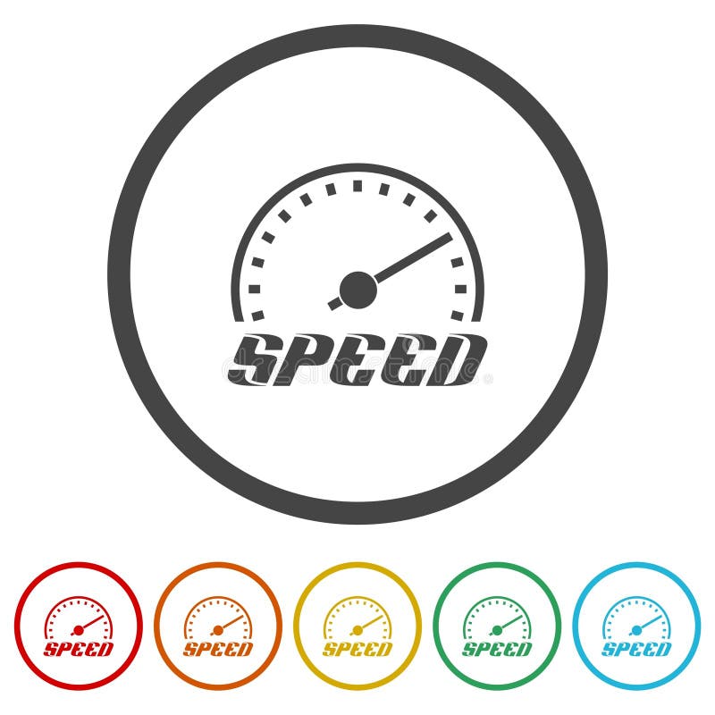 Speed Logo Icons in Color Circle Buttons Stock Vector - Illustration of ...