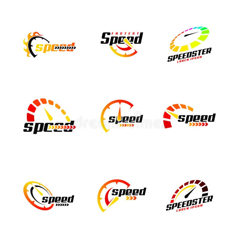 Speed Logo Set. Speedometer Logo Vector Stock Illustration ...