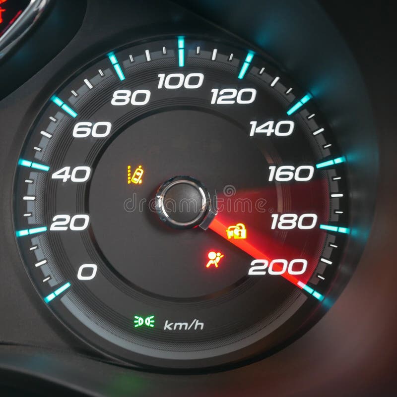 Speed Meter Close Up Driving Very Fast Showing Stock Photo - Image of ...
