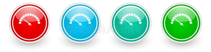 Speed Meter, Fast Indicator Vector Icons, Colorful Glossy Buttons on ...