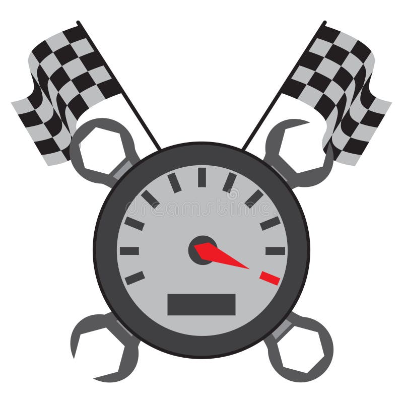 Speed Meter with Race Flags and Wrenches. Vector Illustration ...