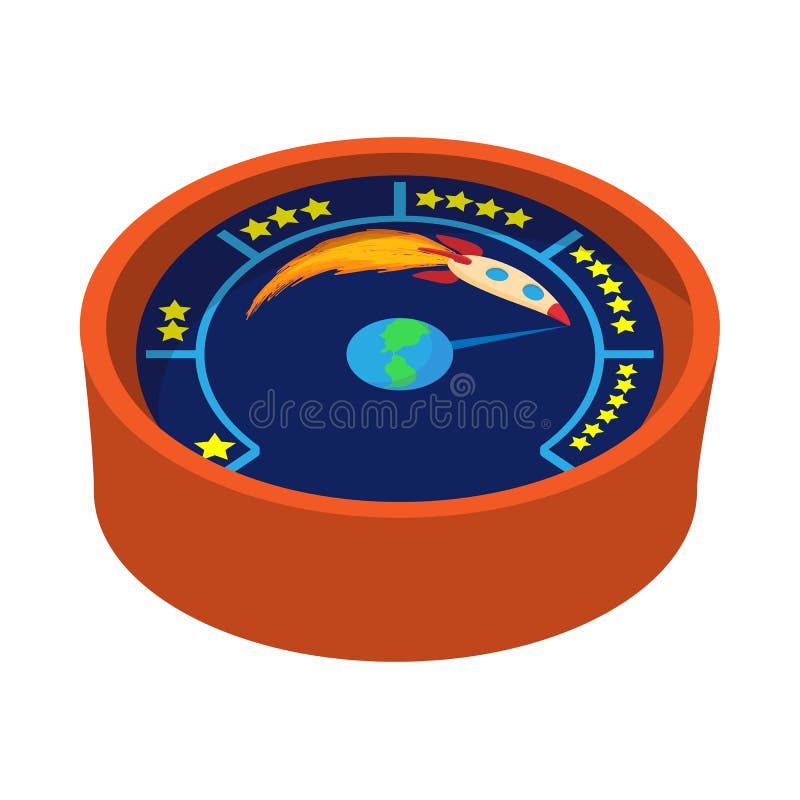Speed Meter with Rocket Icon, Cartoon Style Stock Vector - Illustration ...