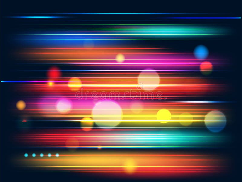 Speed Motion Background with Colorful Light Beams and Bokeh Effect ...
