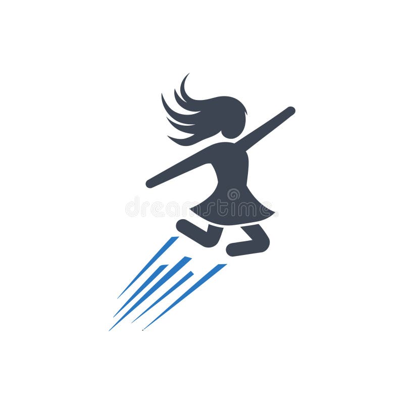 Speed Motion Girl Icon stock illustration. Illustration of sign - 376291097