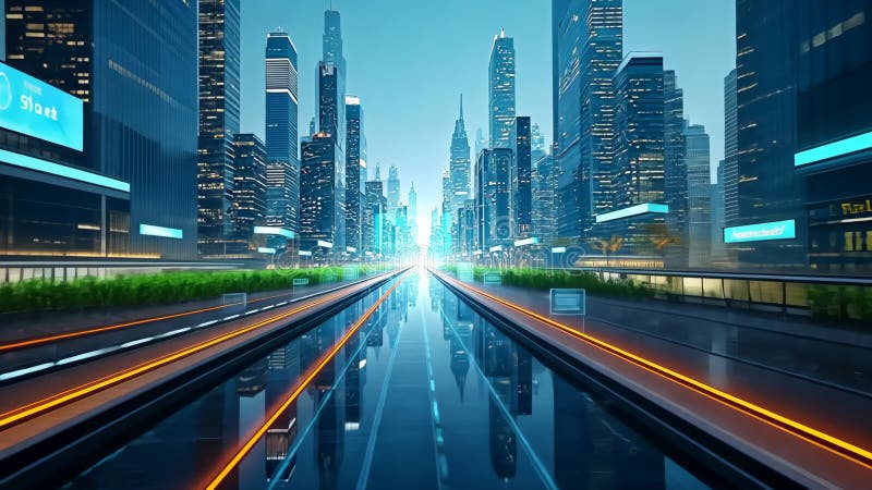 Speed Motion Hyperloop in Futuristic AI City - Generative AI Stock ...