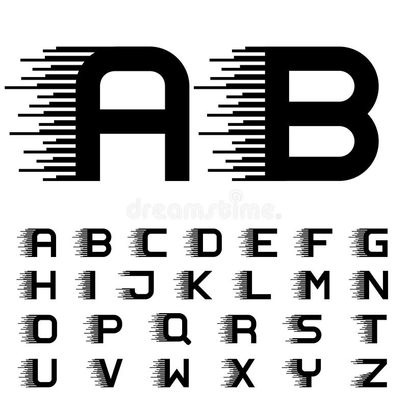 Speed Motion Lines Font Alphabet Letters Stock Vector - Illustration of ...