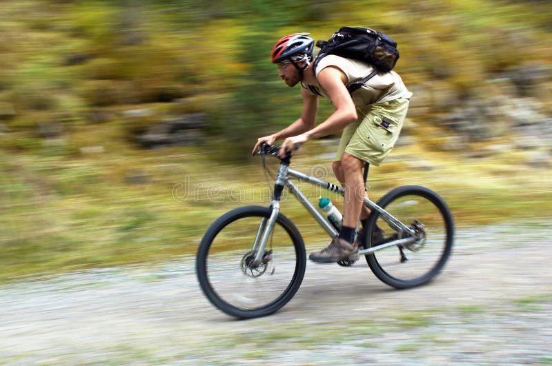 Speed Motion Mountain Biker Stock Image - Image of acceleration ...