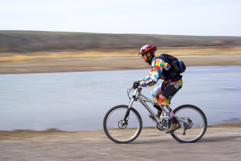 Speed Motion Mountain Biker Stock Image - Image of lifestyle ...