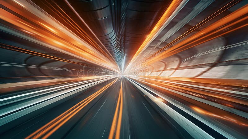 Speed Motion in Urban Highway Road Tunnel. Generative AI Stock ...
