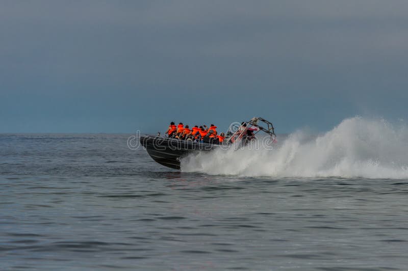 Speed Motor Boat Transporting People on Sea Editorial Photo - Image of ...