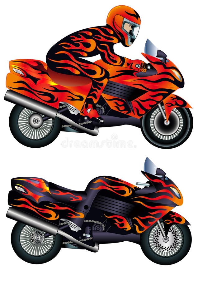 Speed Motorcycle with Person Stock Vector - Illustration of race ...