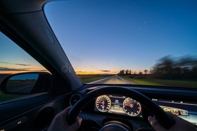 Speed Movement Car View from the Interior Stock Image - Image of ...