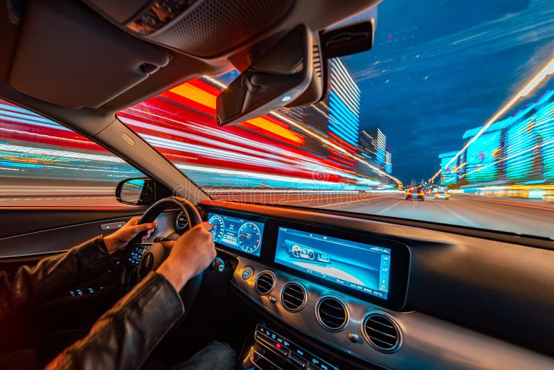 Speed Movement Car View from the Interior Stock Photo - Image of inside ...