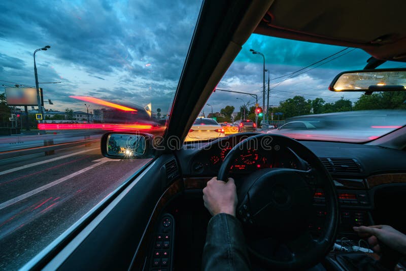 Speed Movement Car View from the Interior Stock Image - Image of fast ...