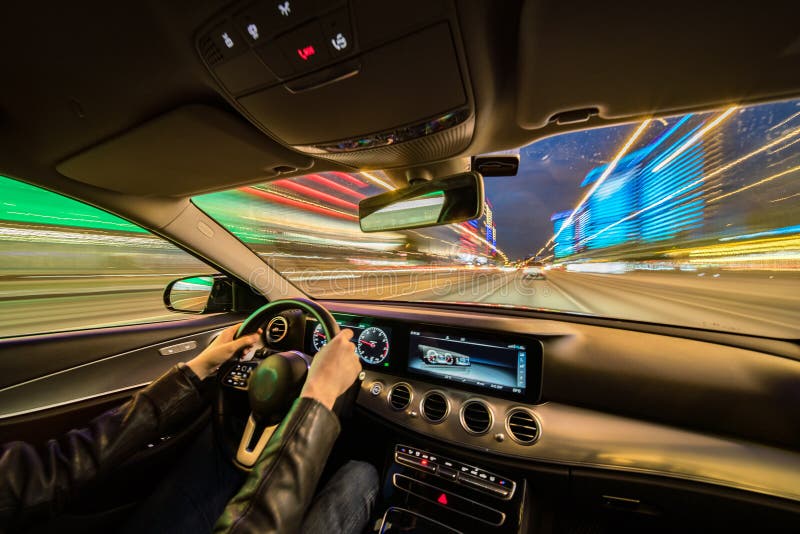 Speed Movement Car View from the Interior Stock Image - Image of ...