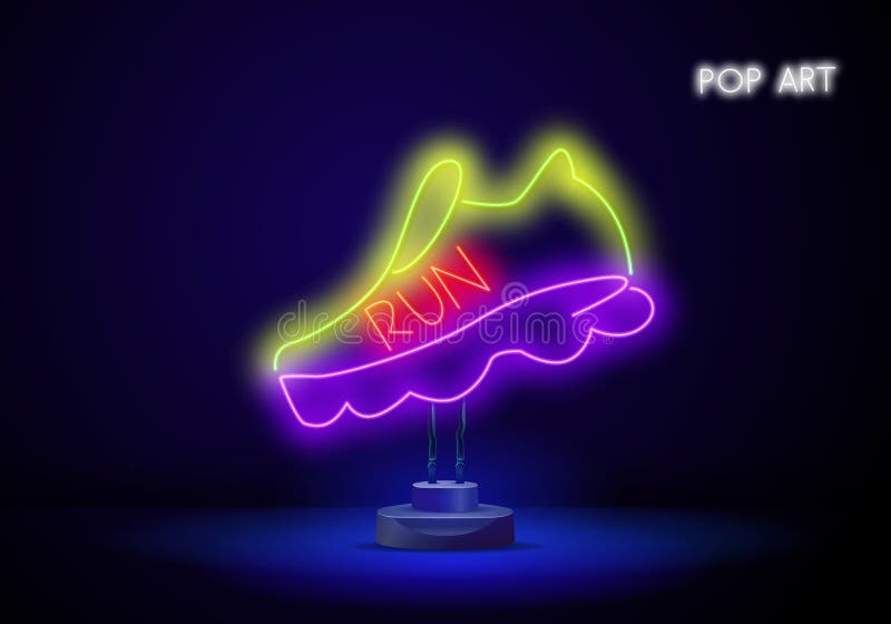 Speed Neon Icon Running Shoes Icon in Line Style. for Your Design, Logo ...